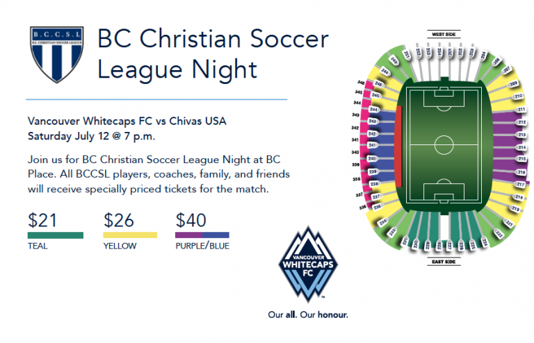 BCCSL Whitecaps Night - BC Christian Soccer League